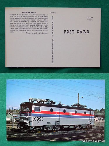 AMTRAK X995 ELECTRIC TRAIN CAR VINTAGE PHOTO POSTCARD