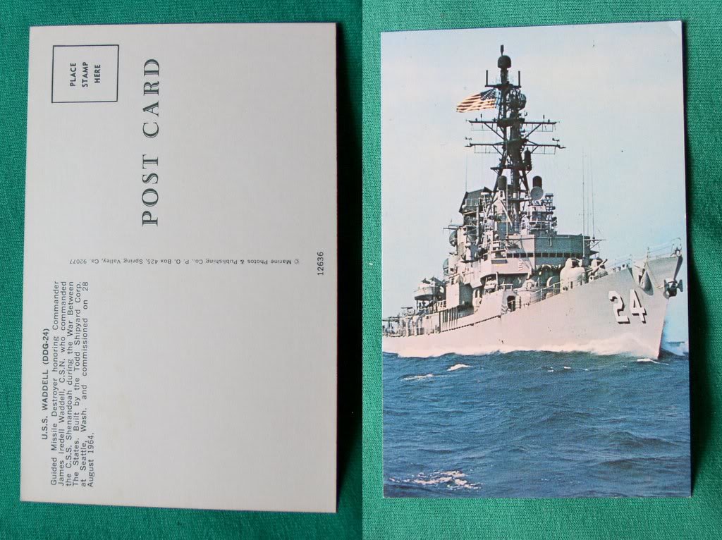 USS WADDELL DDG-24 MISSLE DESTROYER NAVY SHIP POSTCARD