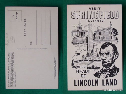 VISIT SPRINGFIELD IL LINCOLN LAND OLD VINTAGE POSTCARD