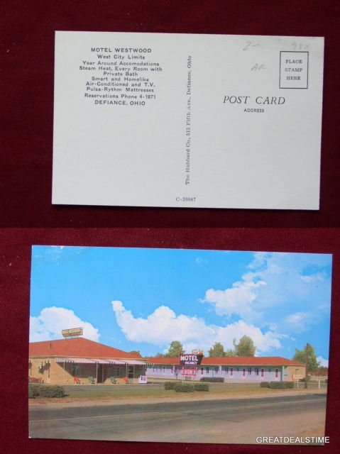 Defiance Ohio Motel Westwood Photo Sign View Old VINTAGE POSTCARD PC
