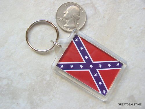 CONFEDERATE REBEL YELL CIVIL WAR FLAG KEYCHAIN CSA NICE