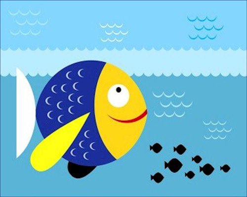 Poster Baby Toddler Big Fish and Little Fish 16X20 Art Print