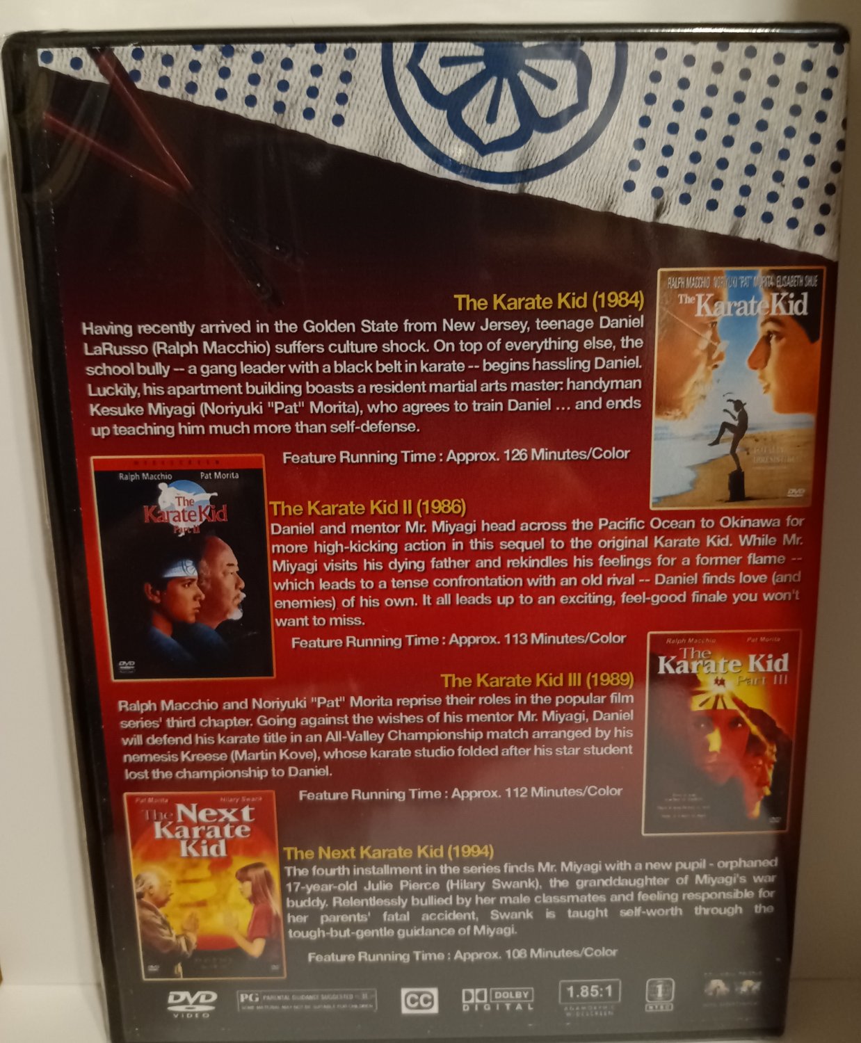 The Karate Kid Collection DVD Set Ralph Macchio Pat Morita 4 films