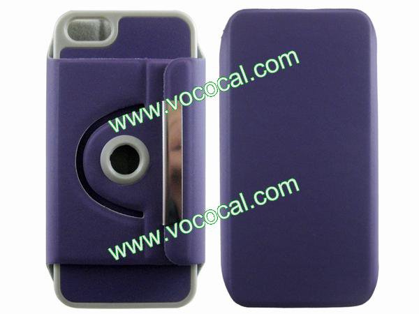 360 Degree Rotating Flip Stand PU Leather Case Cover Skin for iPhone 5 ...