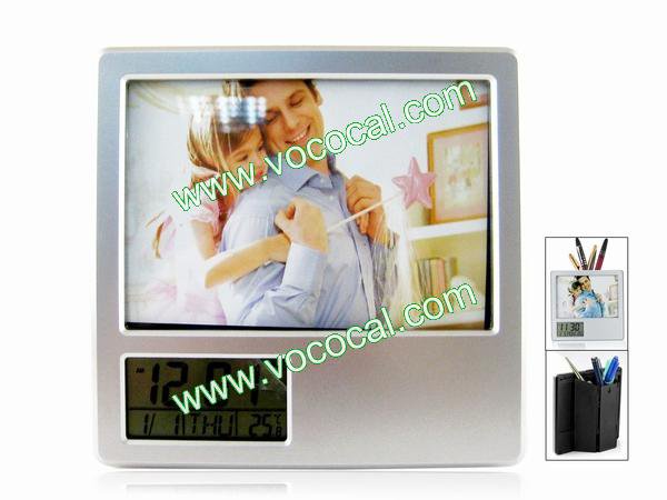 Electronic Digital Perpetual Calendar Desk Alarm Clock Photo Frame Pen ...
