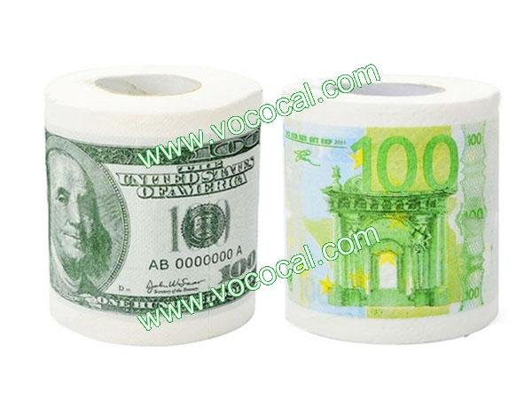 Creative 100 Euro / Dollar Bill Pattern Roll Tissue Paper