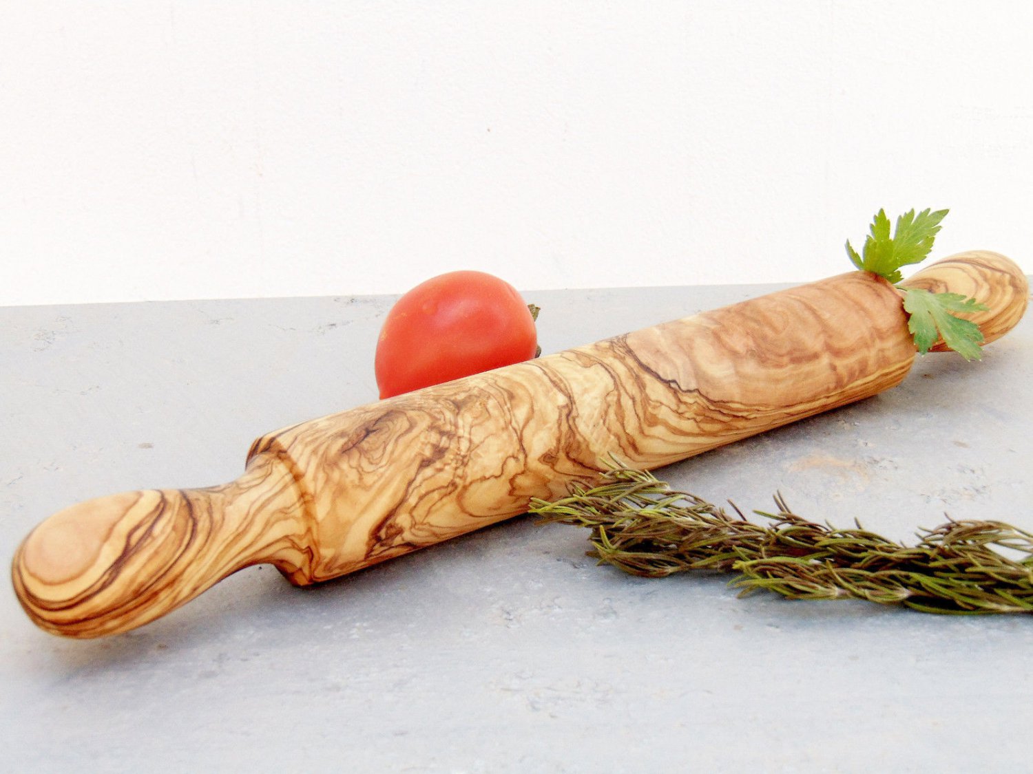 Engraved Olive Wood Rustic Rolling Pin, Wooden Pastry Pizza Rolling Pin ...