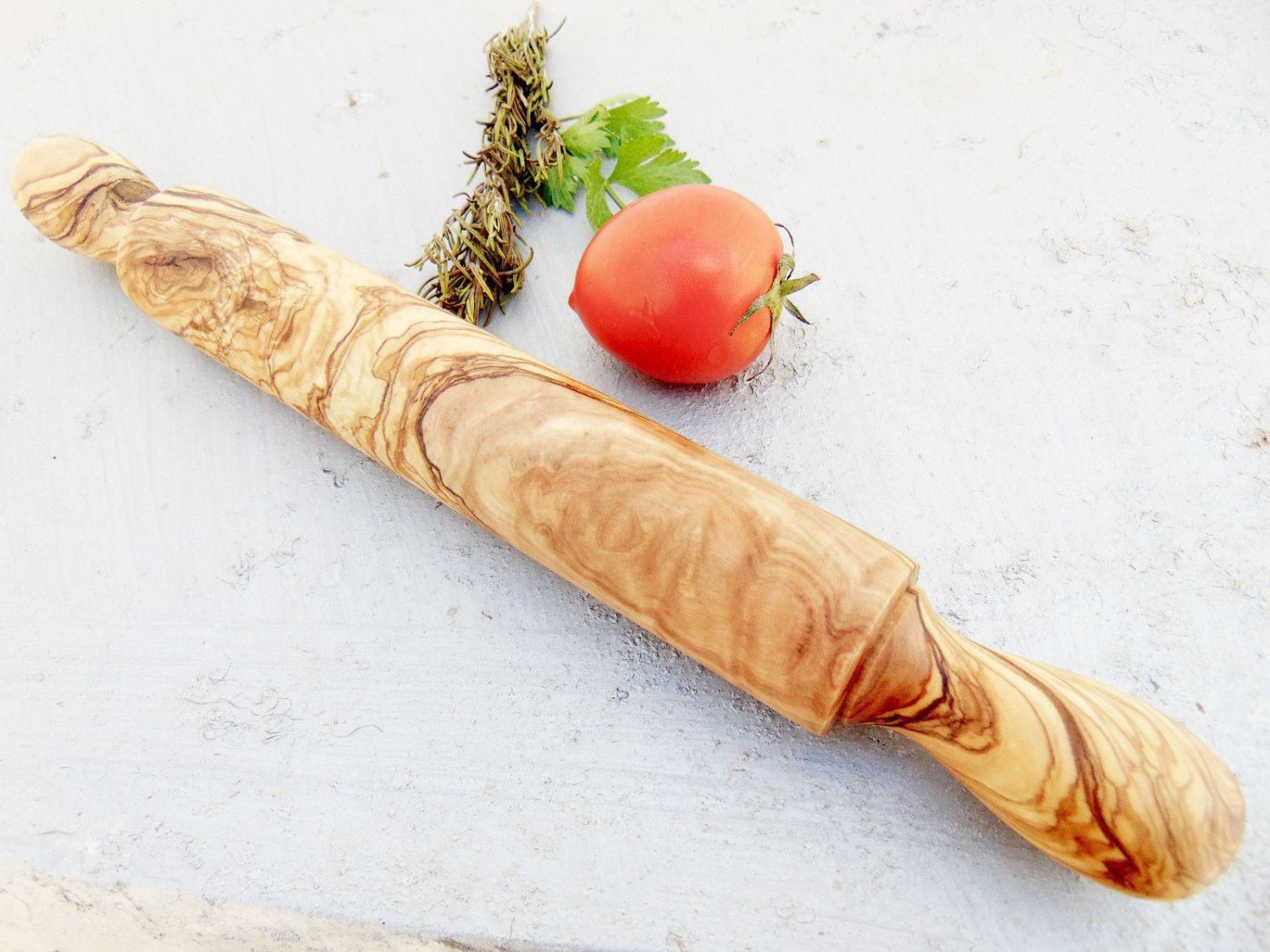 Engraved Olive Wood Rustic Rolling Pin, Wooden Pastry Pizza Rolling Pin ...