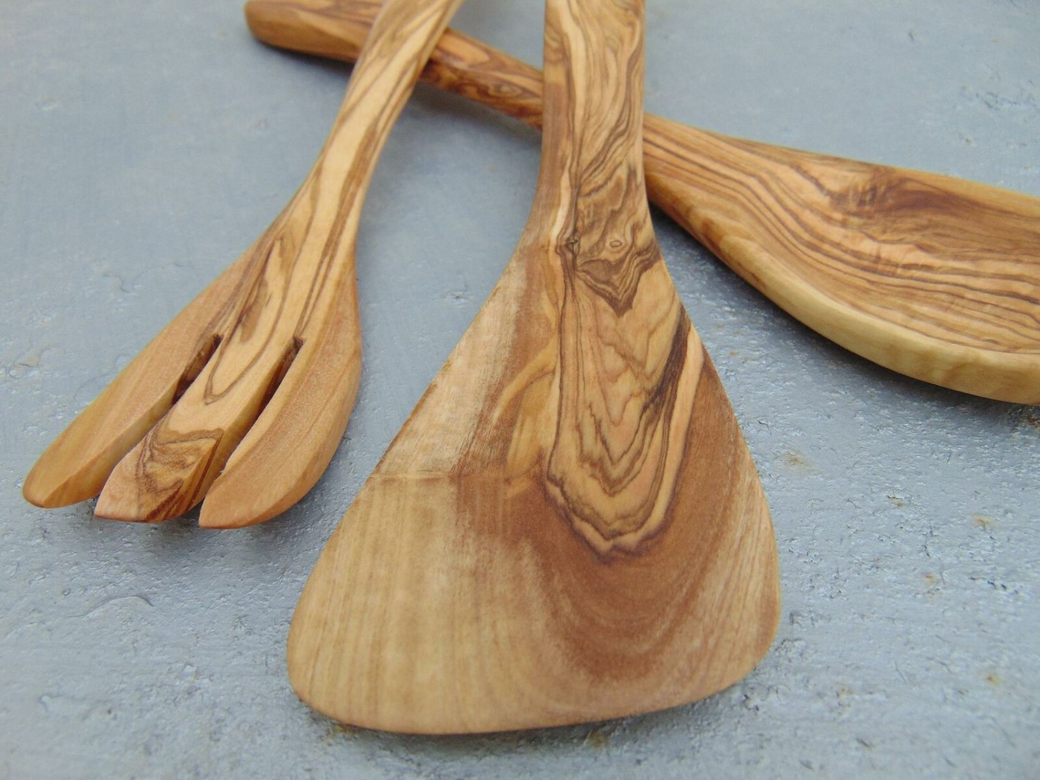 Olive Wood Utensils Set 10.2 inch | Consists of 1 Spatula, 1 Spoon, 1 ...