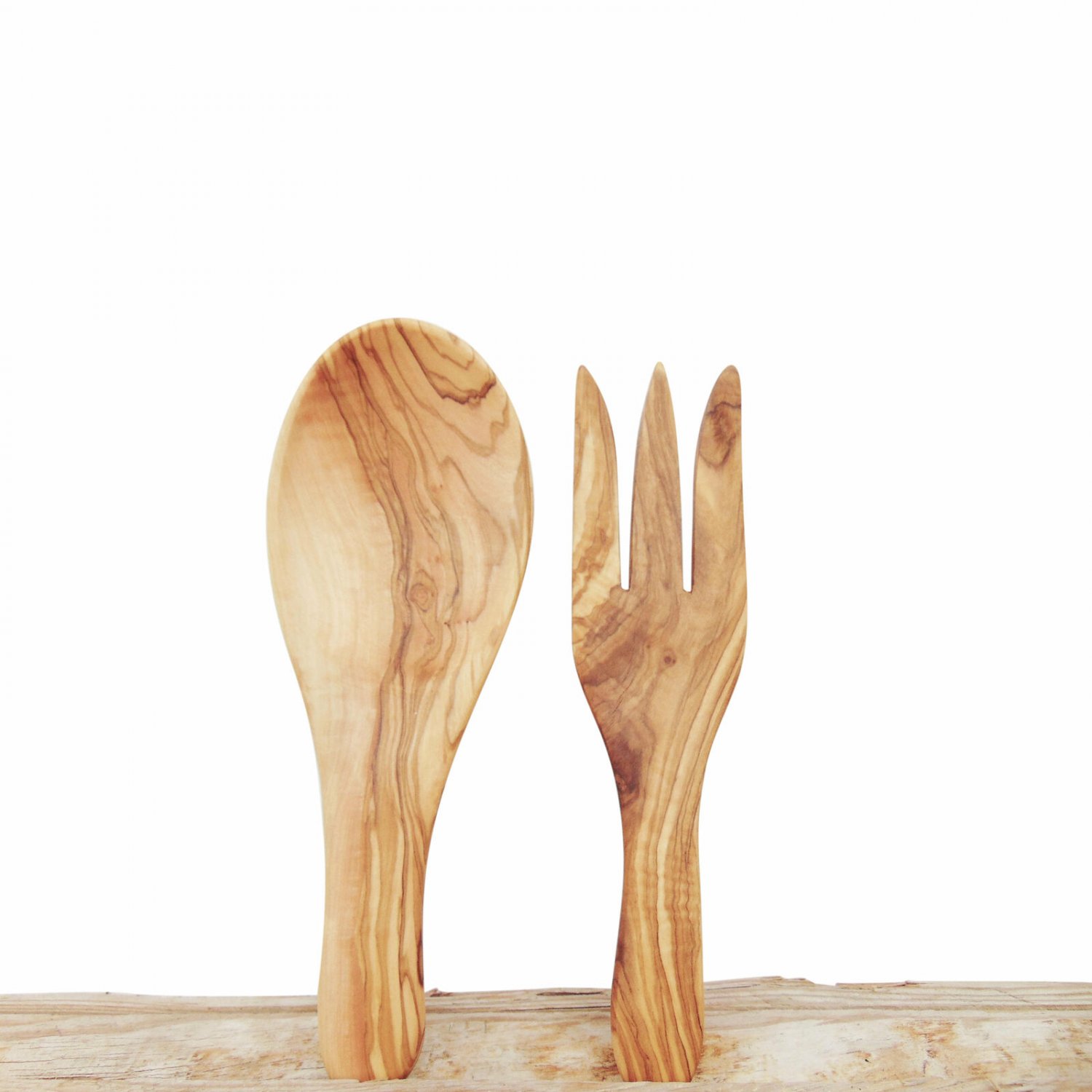 Olive Wood Salad Mixing Serving Set Spoons 9 inch / Wooden Serving Utensils