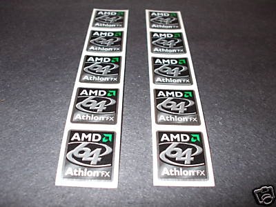 Lot of (10) AMD Athlon 64 FX Case Stickers/Badges FREE S/H