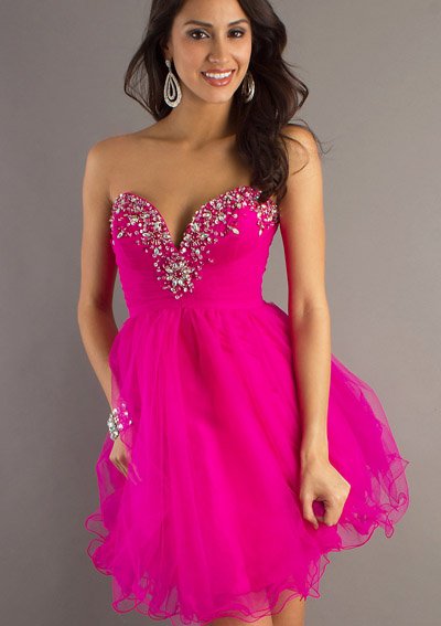 Short Pink Strapless Graduation Dresses