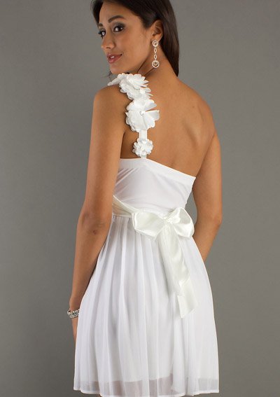 Ivory Short One Shoulder Graduation Dresses