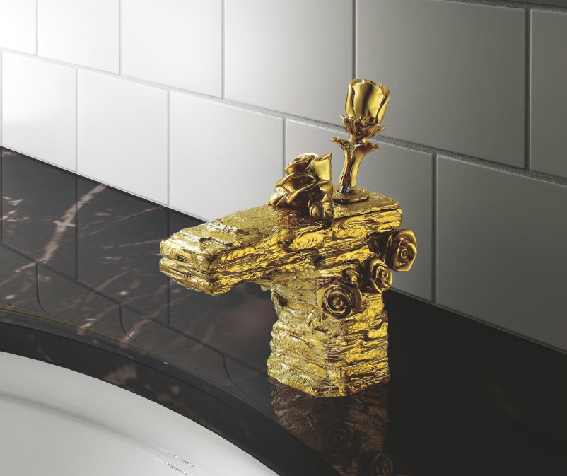 bathroom basin sink single hole flower rose faucet mixer tap artistic ...