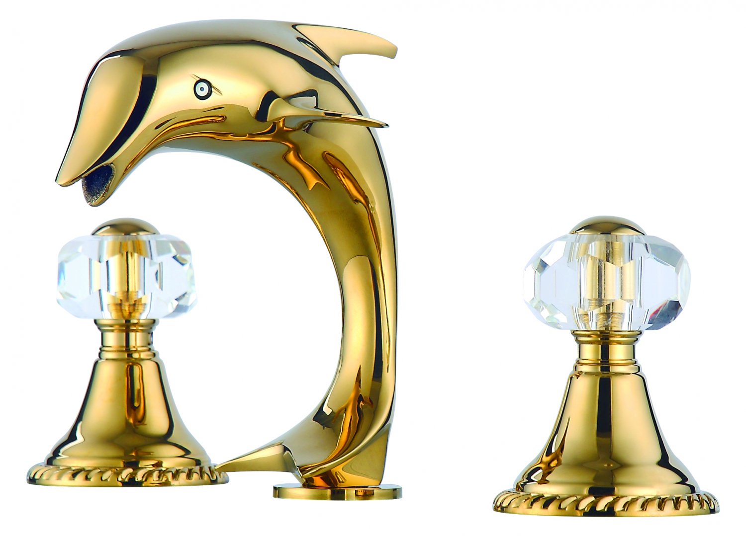 3 Holes Gold clour widespread bathroom Lavatory Sink dolphin faucet ...