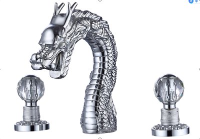 8" widespread bathroom washbasin sink dragon Faucet Crystal handles ...