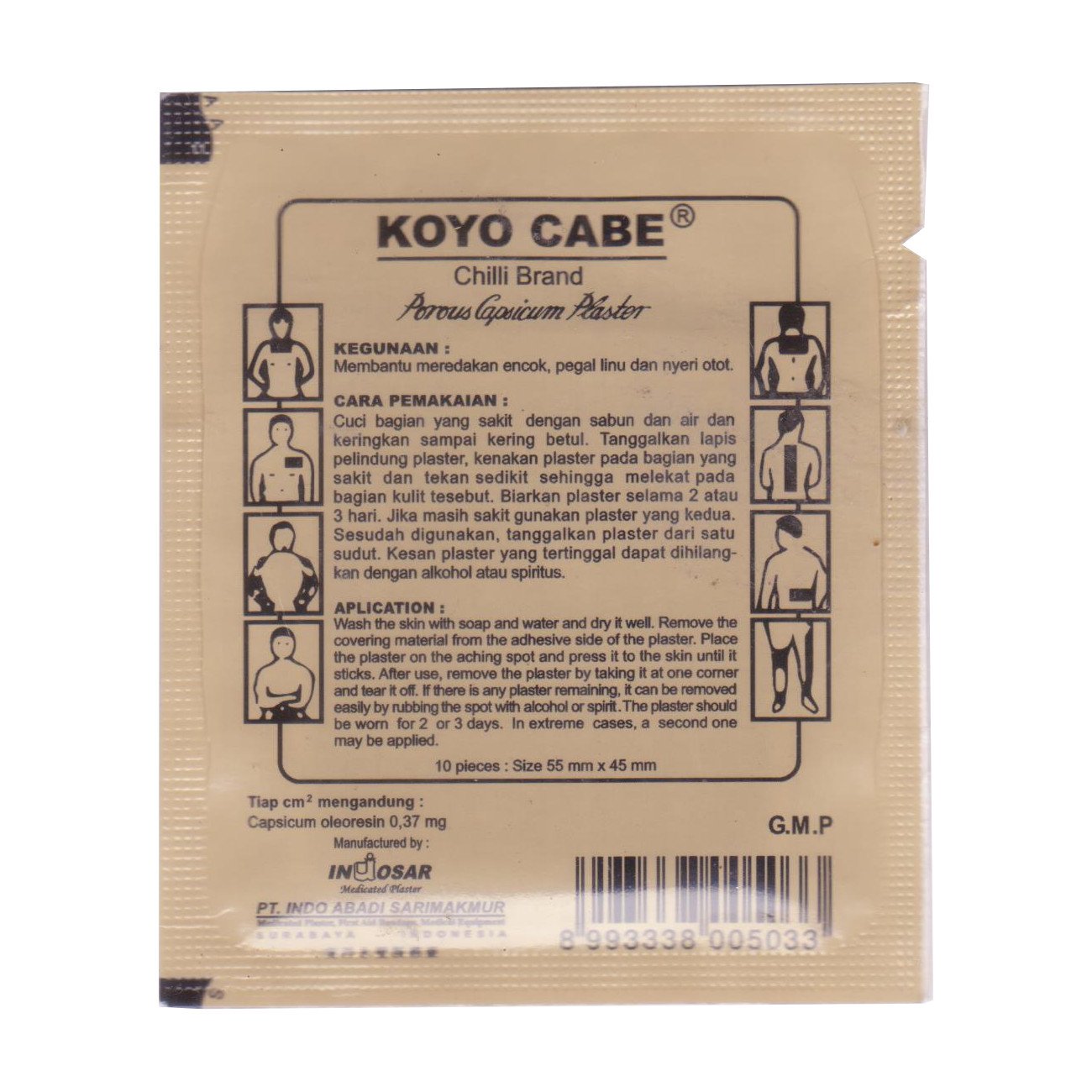 Koyo Cabe Chilli Brand Porous Capsicum Plaster, Standard Size