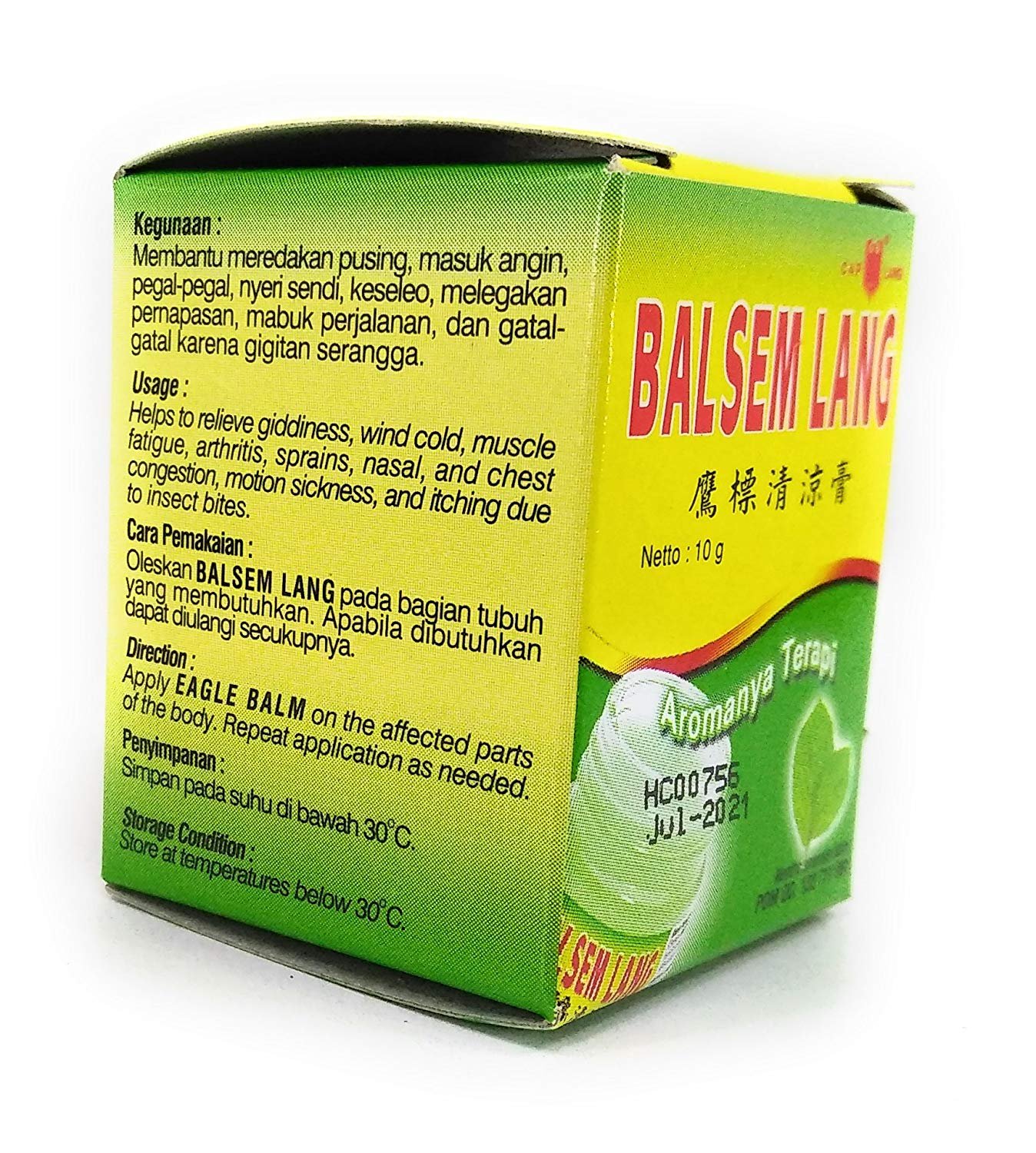 Balsem Lang Eagle Brand Balm, 10 Gram