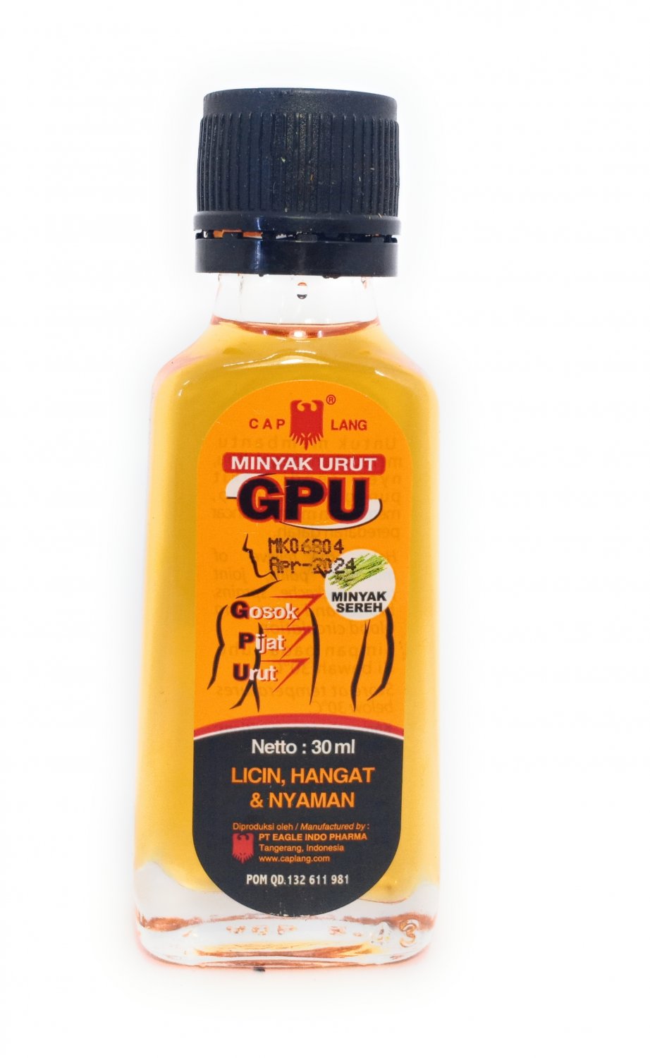 Cap Lang (Eagle Brand) GPU Liniment Oil (with Lemongrass), 30 Ml (Pack ...