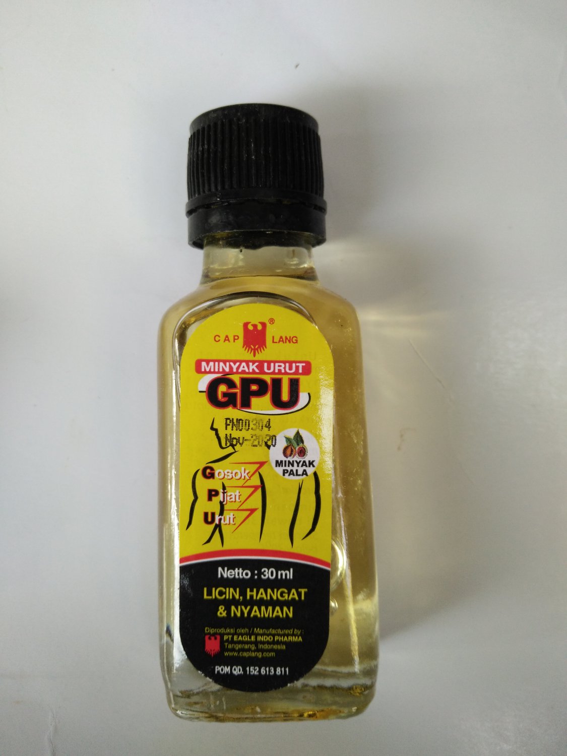 Cap Lang (Eagle Brand) GPU Liniment Oil (with Nutmeg), 30 Ml (Pack of 12)