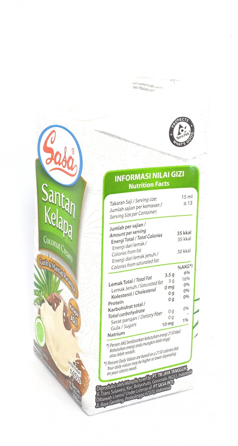 Sasa Santan Kelapa - Coconut Cream, 200 ml Sasa Santan Kelapa - Coconut Cream, 200 ml