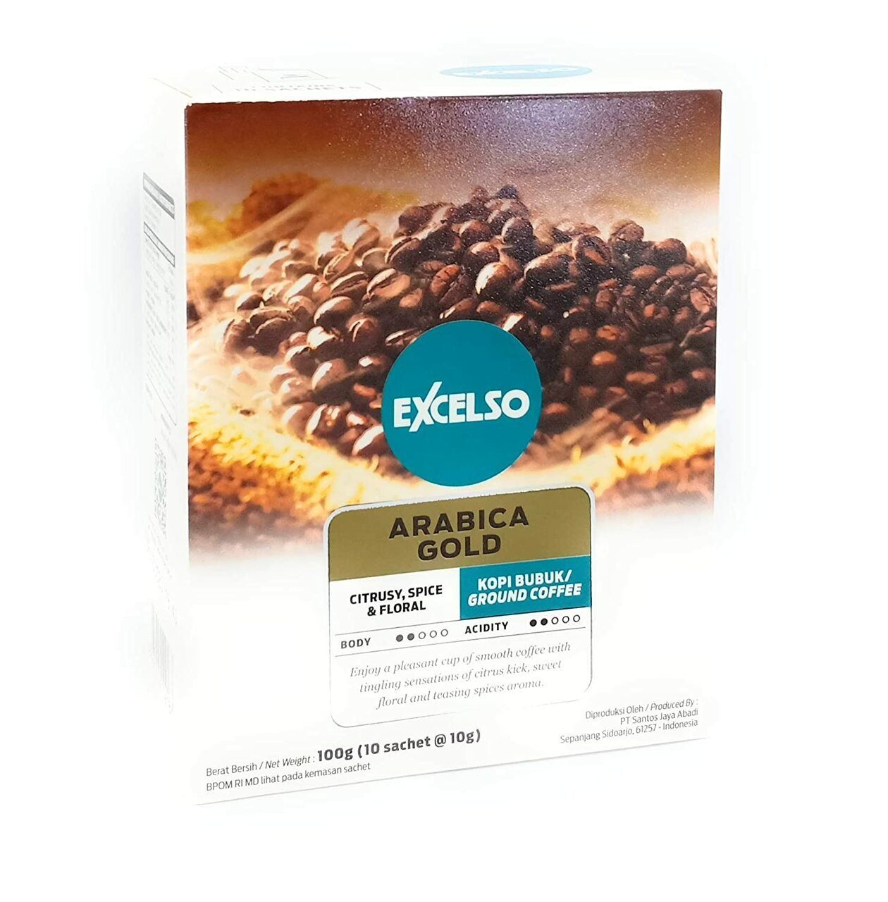 Excelso Arabica Gold Ground Coffee, 100 Gram (10 sachet @10g)