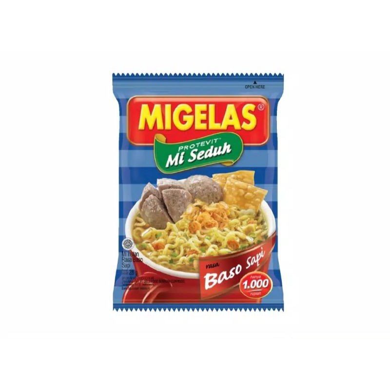 MIGELAS Protevit Instant Noodle Beef Meatball Flavor, 28 gram (Pack of 24)