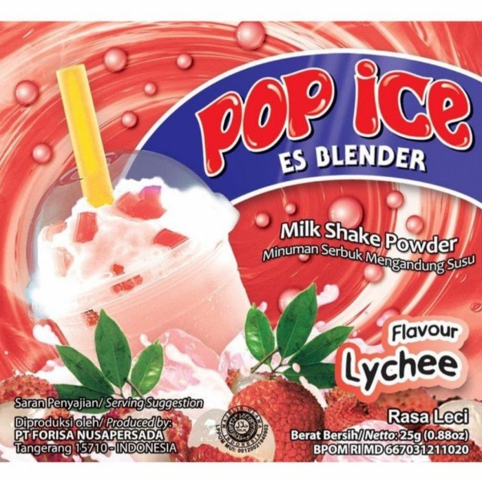 Pop Ice Lychee Flavor, 250gram (10 sachets @25gram)