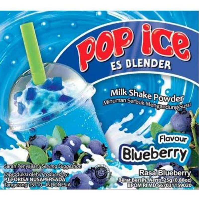 Pop Ice Blueberry Flavor, 250gram (10 sachets @ 25gram)
