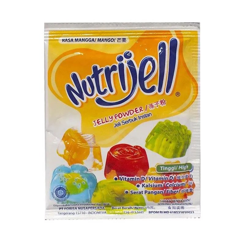 Nutrijell Jelly Powder Mango Flavor, 15gr (Pack of 9)