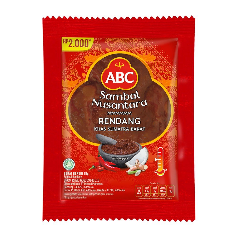ABC Sambal Nusantara Rendang Sachet (@18 gr - 10 ct) - Pack of 2