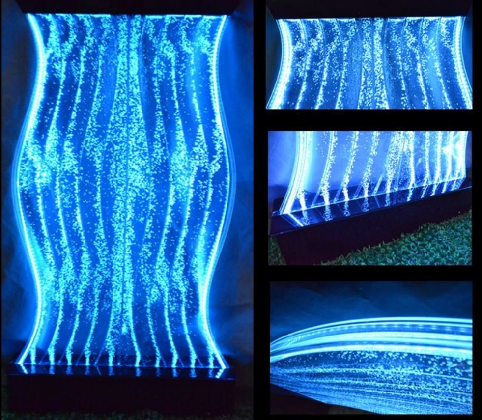 New 6' Tall x 40" Wide Indoor LED Bubble Wall Panel Water Fountain RGB ...
