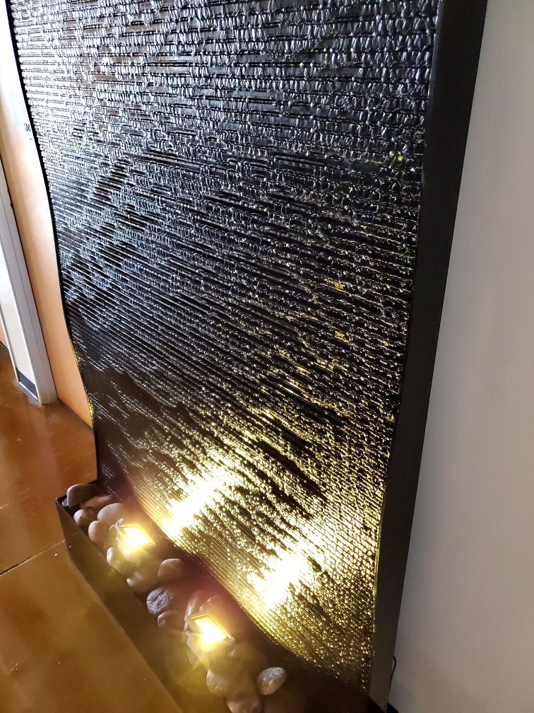 79" Tall x 49.5' Waterfall Wall Cascading Floor Water Fountain w/ LED ...