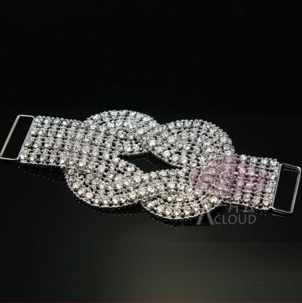 Full of Rhinestone Crystal Wedding Bridal Sash Ribbon Belt Buckle Bracelet