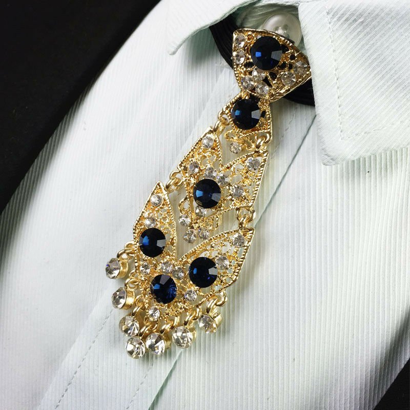 Rhinestone Crystal Pre-Tied Wedding Men Bowtie Gold Silver Black ...