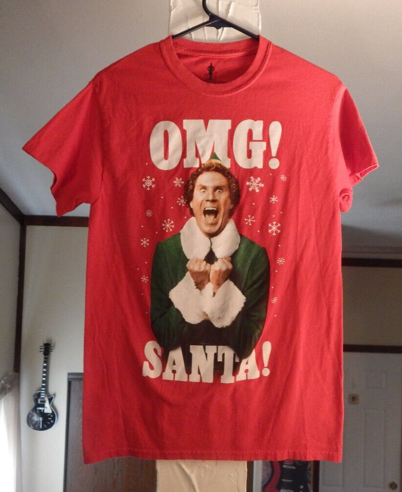 Elf The Movie OMG SANTA Will Farrel As Elf T Shirt Size Small Red