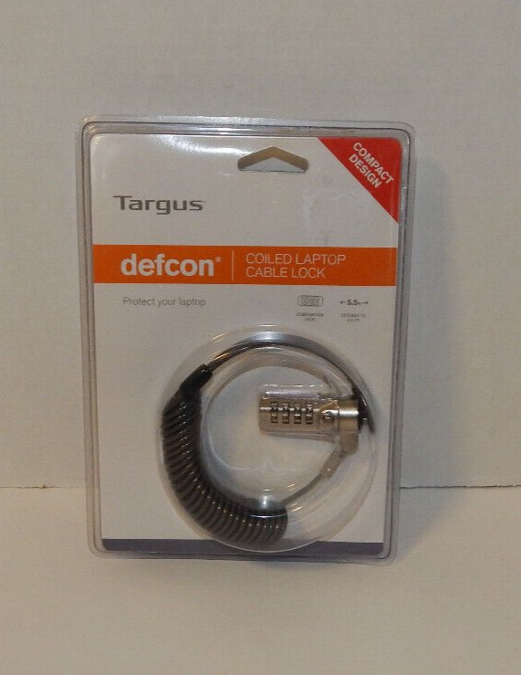 Targus Defcon Coiled Laptop Cable Lock 5.5 inches Combination Lock New