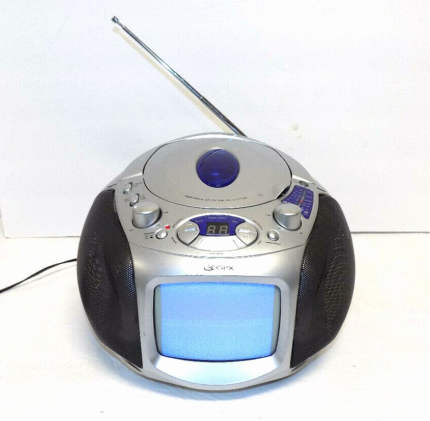 GPX Black & White TV AM FM Stereo Radio CD Player Boombox CD has no Volume