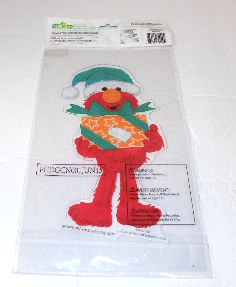 Sesame Street ELMO 8”X 4” CHRISTMAS Reusable Window Cling Sticker ...