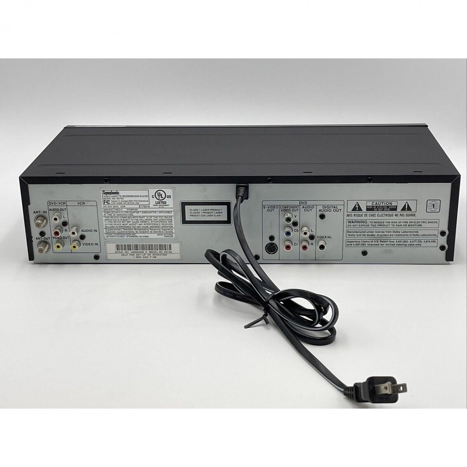 Symphonic SD7S3 DVD VCR Combo with Remote, Cables and Hdmi Adapter