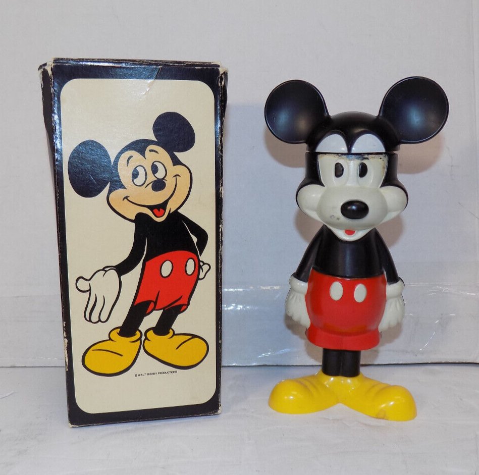 1970 Avon Disney Plastic Mickey Mouse Bubble Bath 4.5 oz Empty In ...