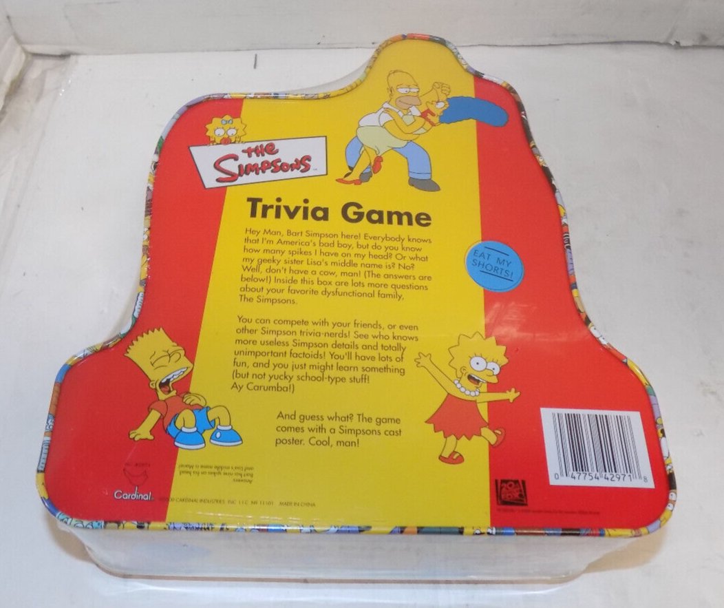 The Simpsons Trivia Game Collectors Tin with Cast Poster 2001 Bart ...