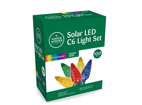 Winter Wonder Multi-Color LED C6 Solar Light Set, 100-Lights