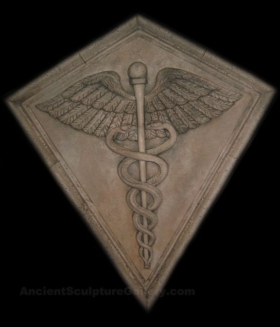 Caduceus sculpture plaque sculpture