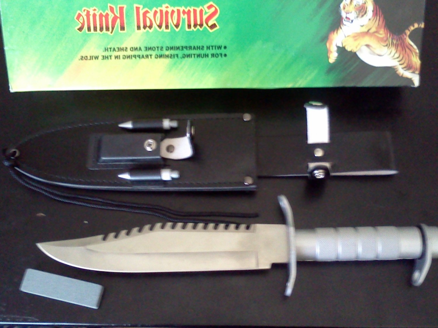 14 Inch Silver Spiked Rambo Style Survival Knife With Sheath| HK-217LS