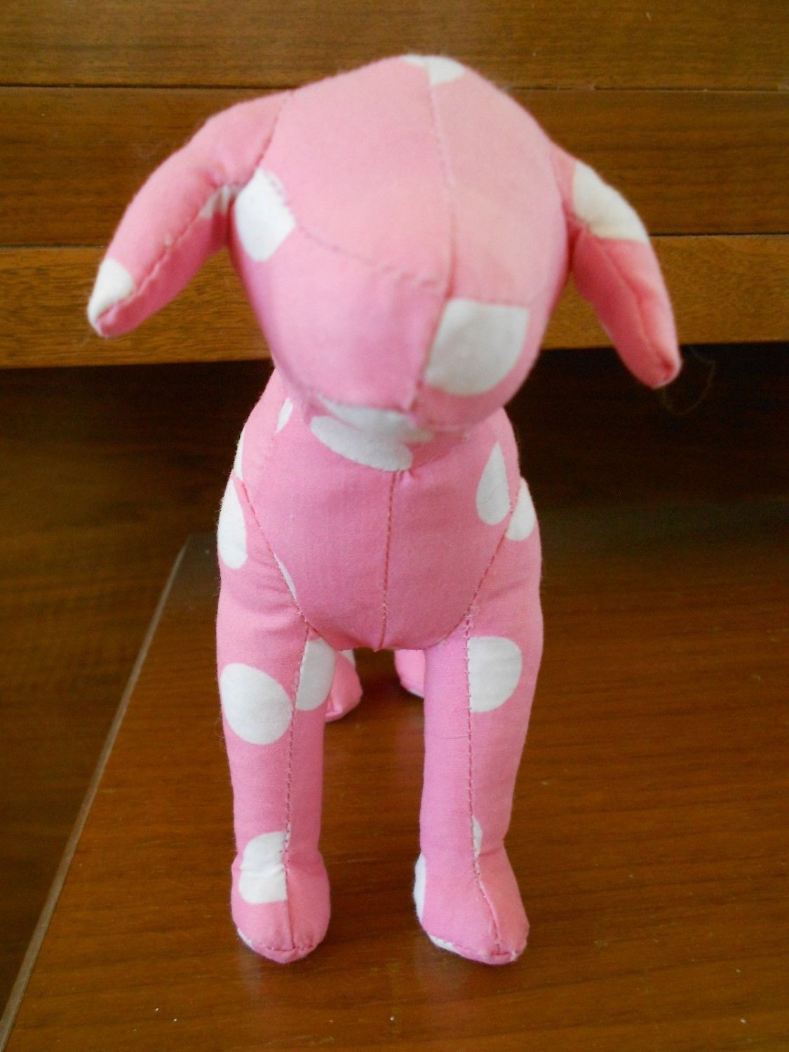 Victoria's Secret Plush Pink Dog With Medium White Spots 8 1/2"