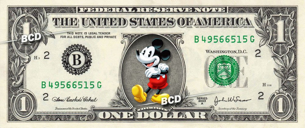 MICKEY MOUSE on REAL Dollar Bill - Collectible Celebrity Cash Money Art