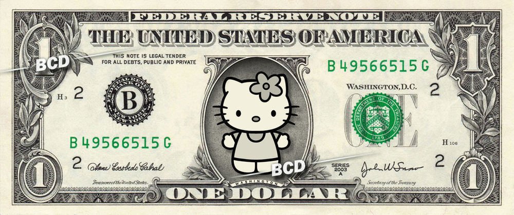 Hello Kitty on REAL Dollar Bill Collectible Cash Money