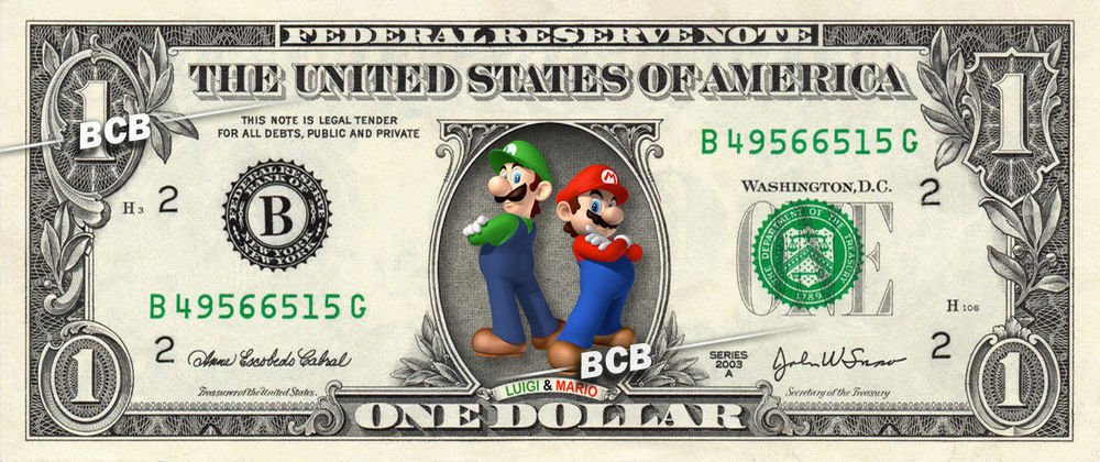 Luigi And Mario on REAL Dollar Bill - Collectible Cash Money Mario Brothers