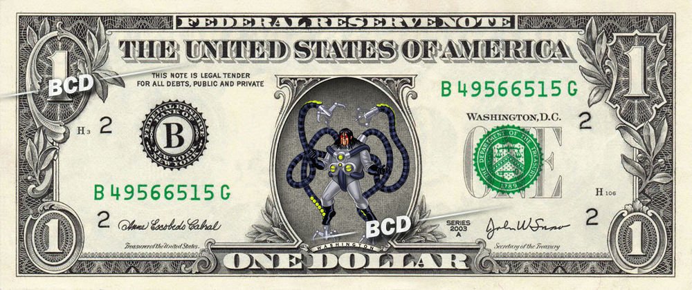 DOCTOR OCTOPUS on REAL Dollar Bill - Collectible Celebrity Cash Money Art